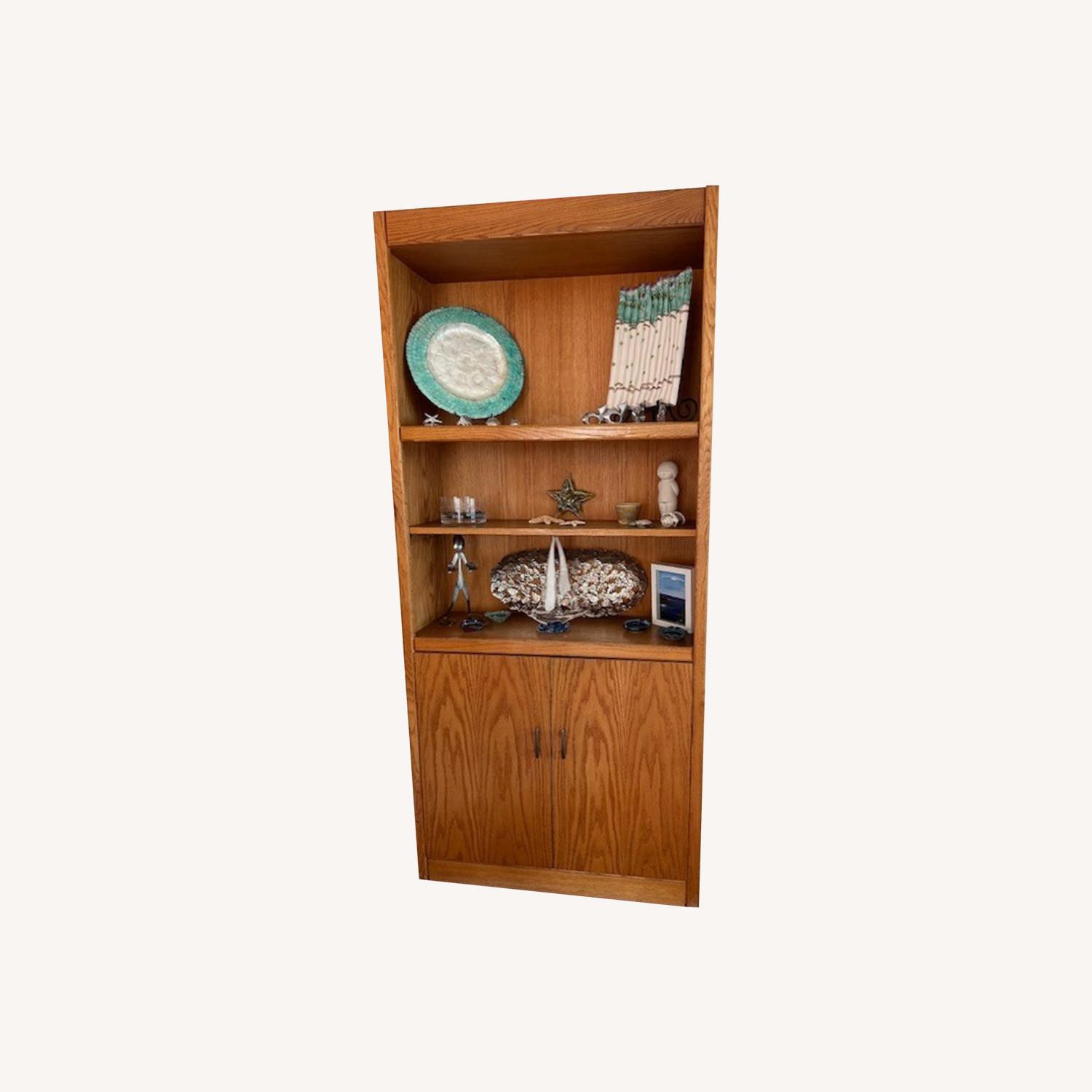 Solid Oak Bookshelves with Storage - AptDeco