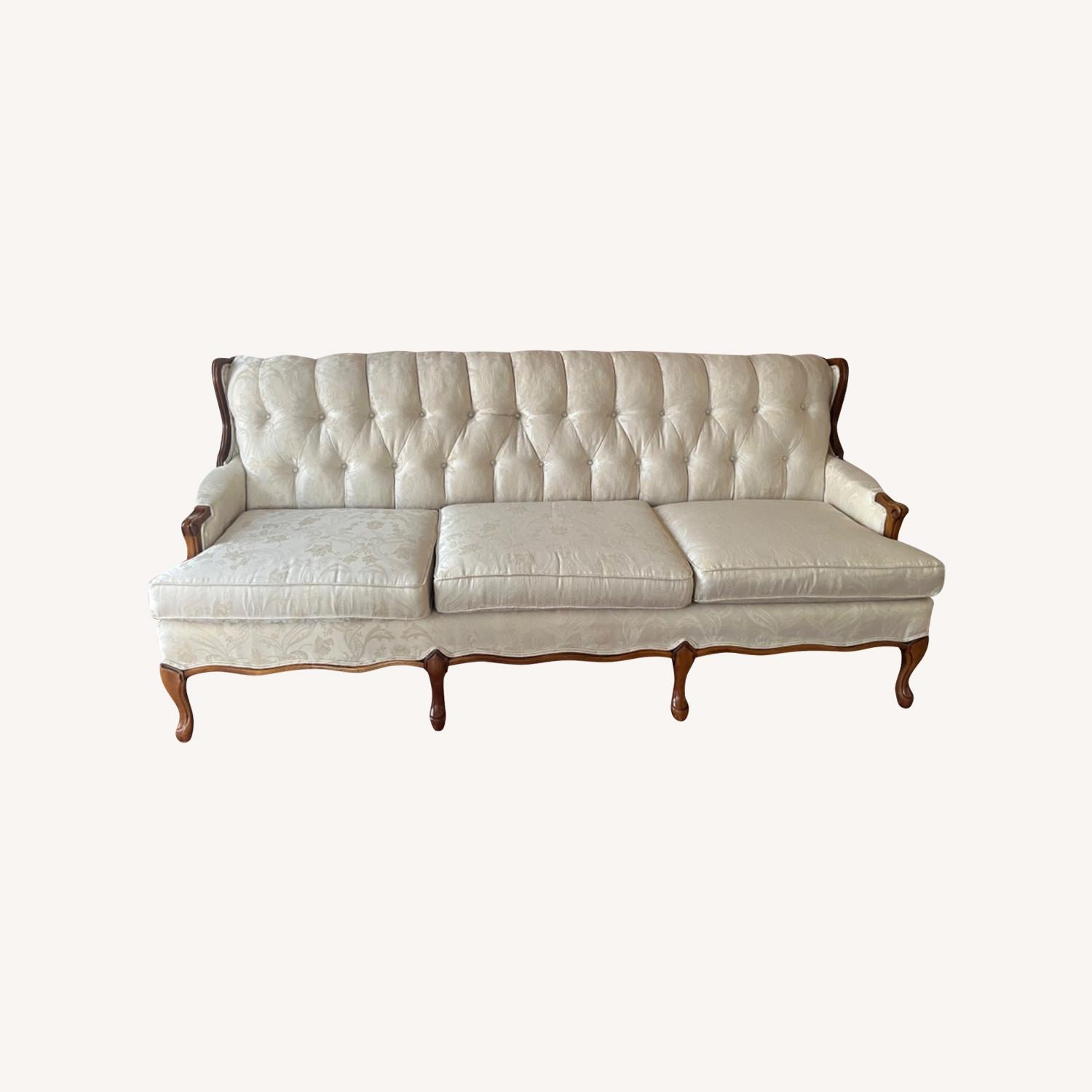 Southern Furniture Company Tufted Sofa Wood Trim - AptDeco