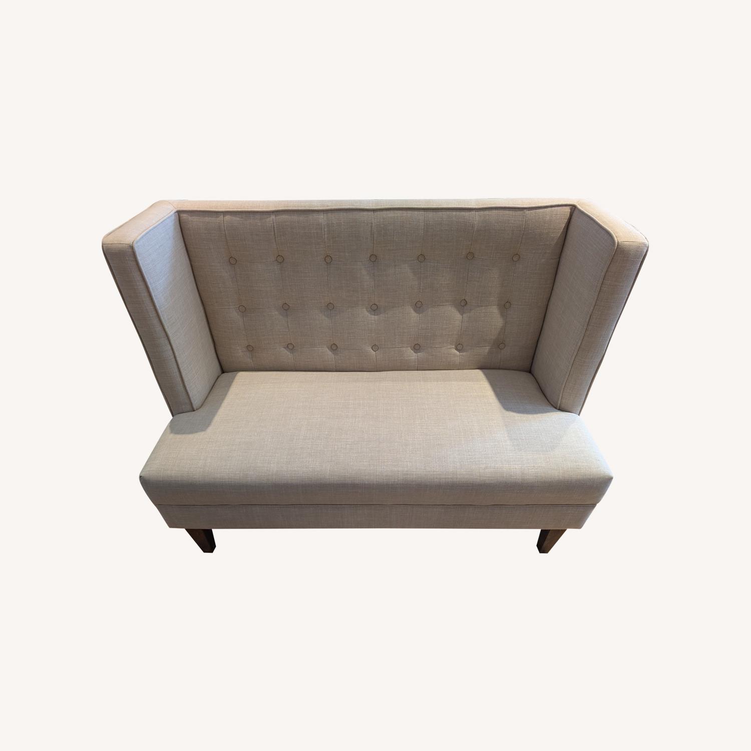 Beige Fabric Loveseat Bench - AptDeco