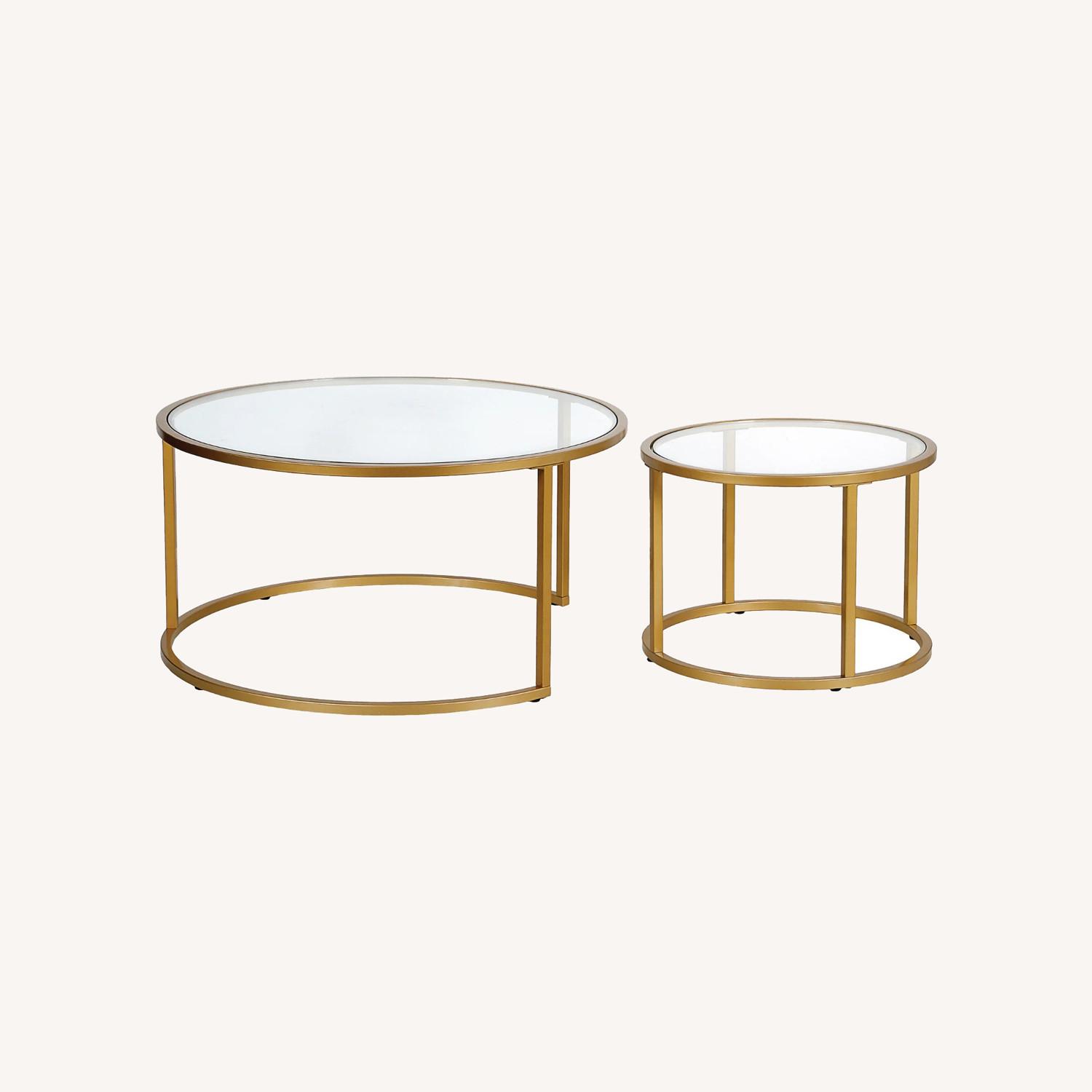 Wayfair Gold Glass Circle Nesting Coffee Tables - AptDeco