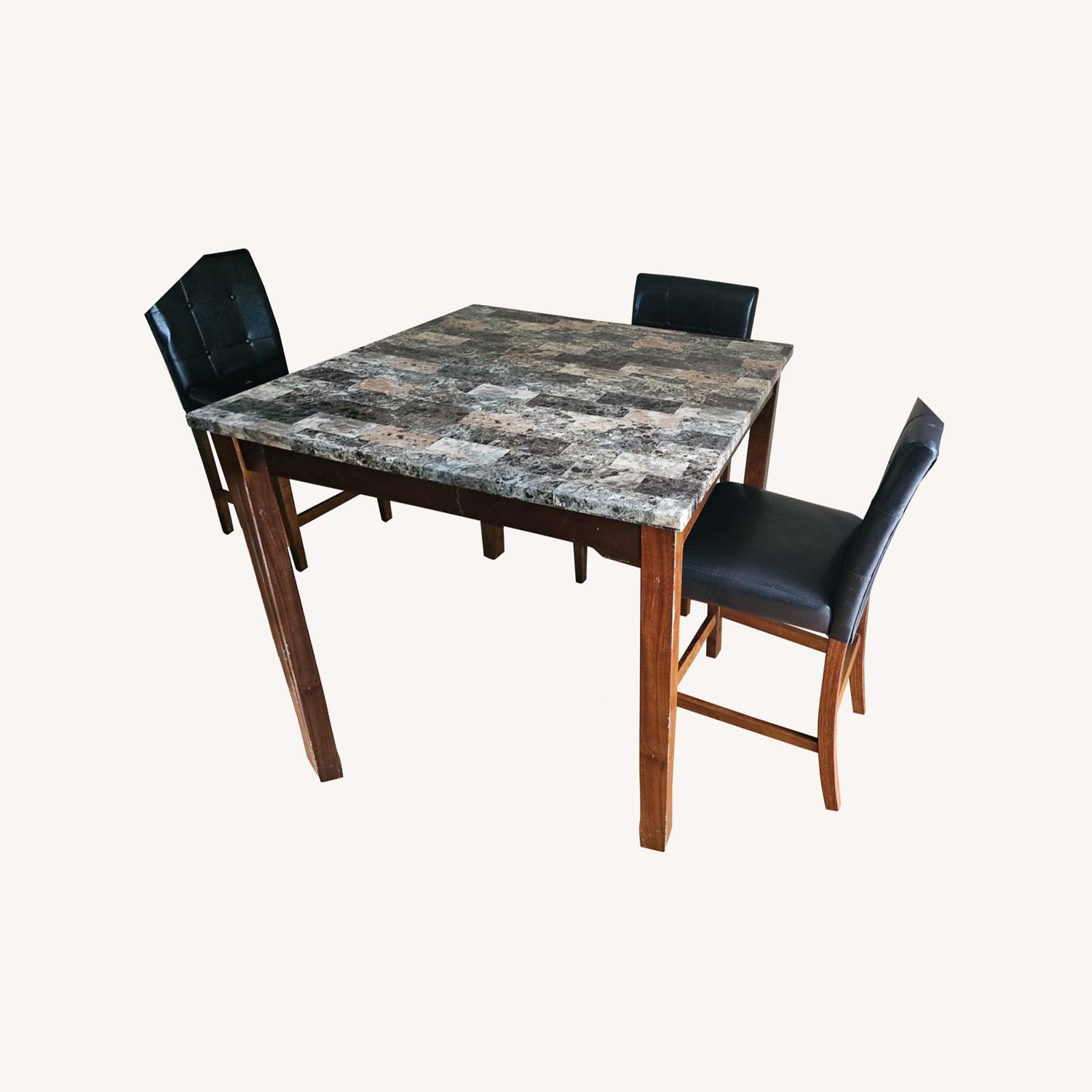 Ashley Marble Table. Chairs Slight Tear in Them - AptDeco