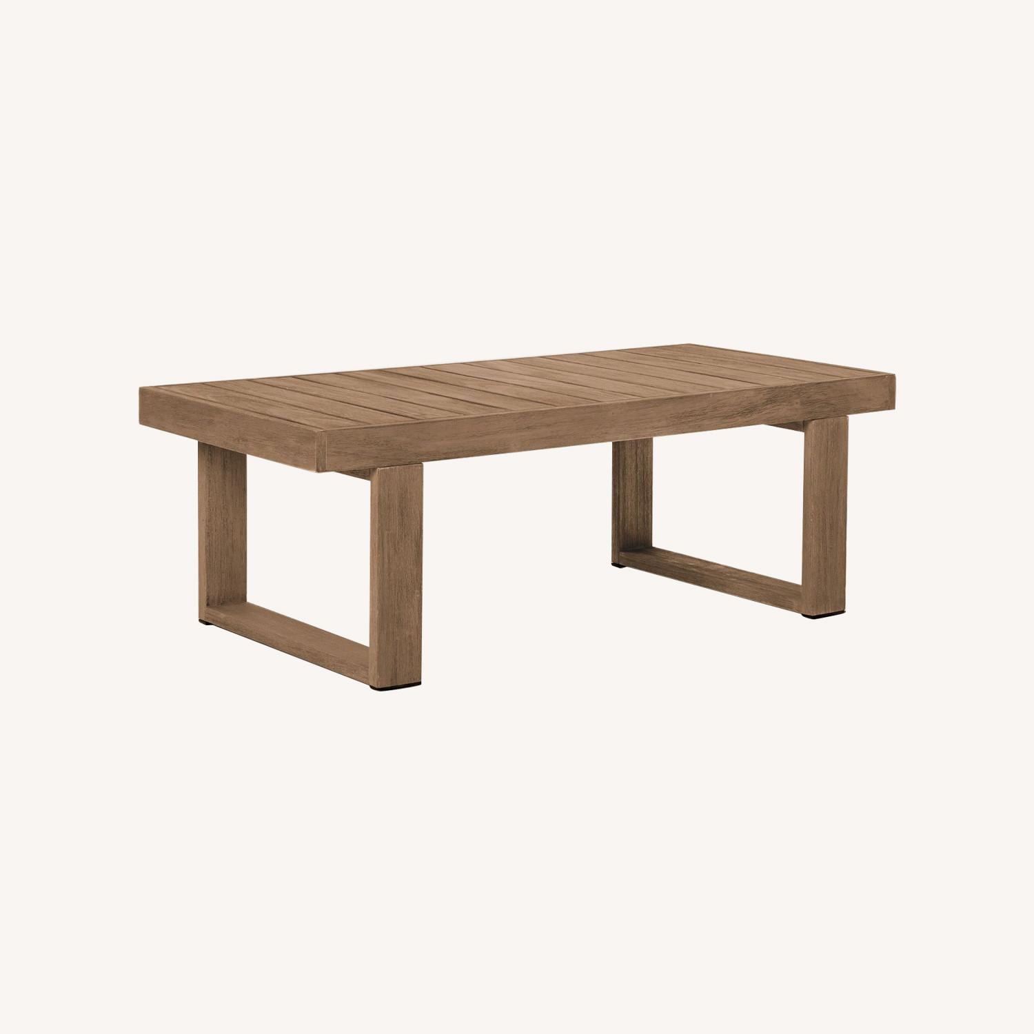 West Elm Portside Outdoor Rectangle Coffee Table, Driftwood - AptDeco