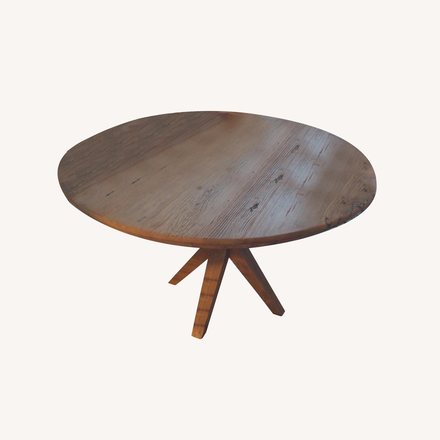 Full Cycle Woodworks Round Table Solid Wood Heavy - AptDeco