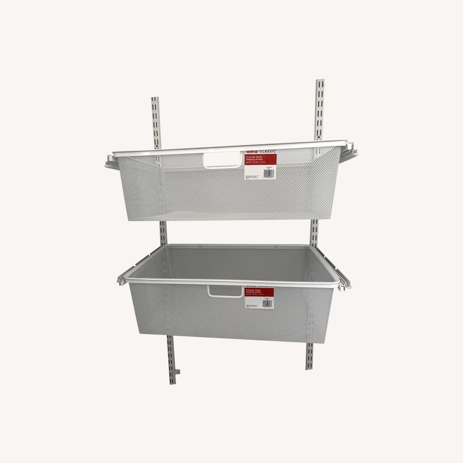 2 White Elfa Classic Mesh Hanging Drawers & Frame - AptDeco