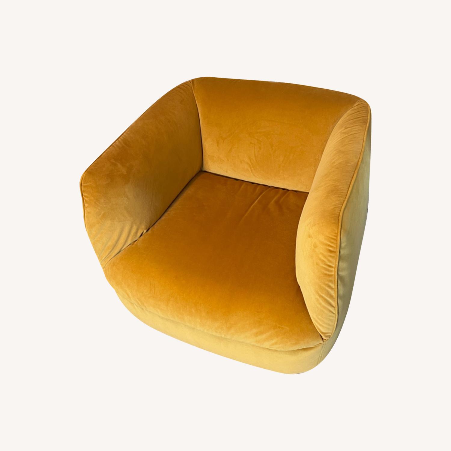 Natuzzi Editions Yellow Swiral Armchair - AptDeco