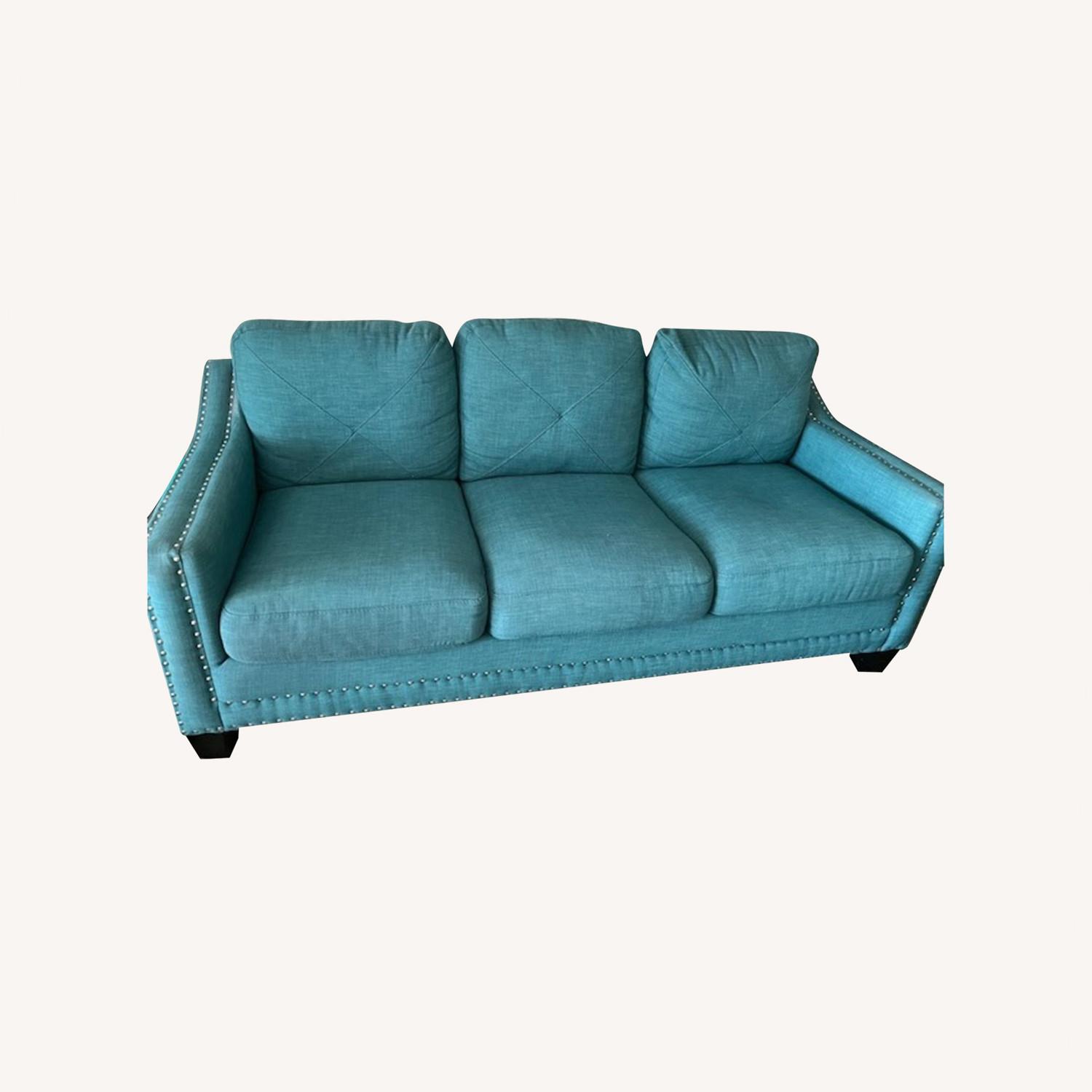 Teal Tufted Sofa - AptDeco