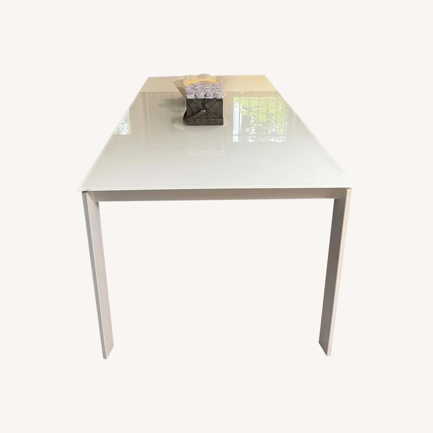 Calligaris Glass Kitchen Table with Removable Leaf - AptDeco