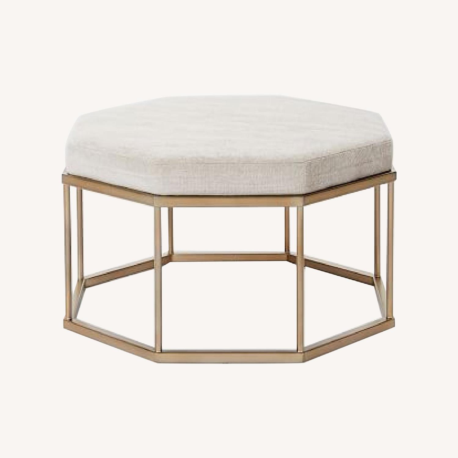 West Elm Roar + Rabbit Octagonal Ottoman Light Taupe Velvet - AptDeco