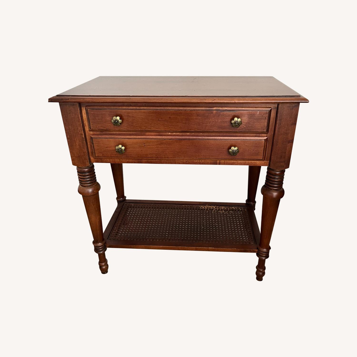 Ethan Allen Dark Wood Pair of Nightstands - AptDeco