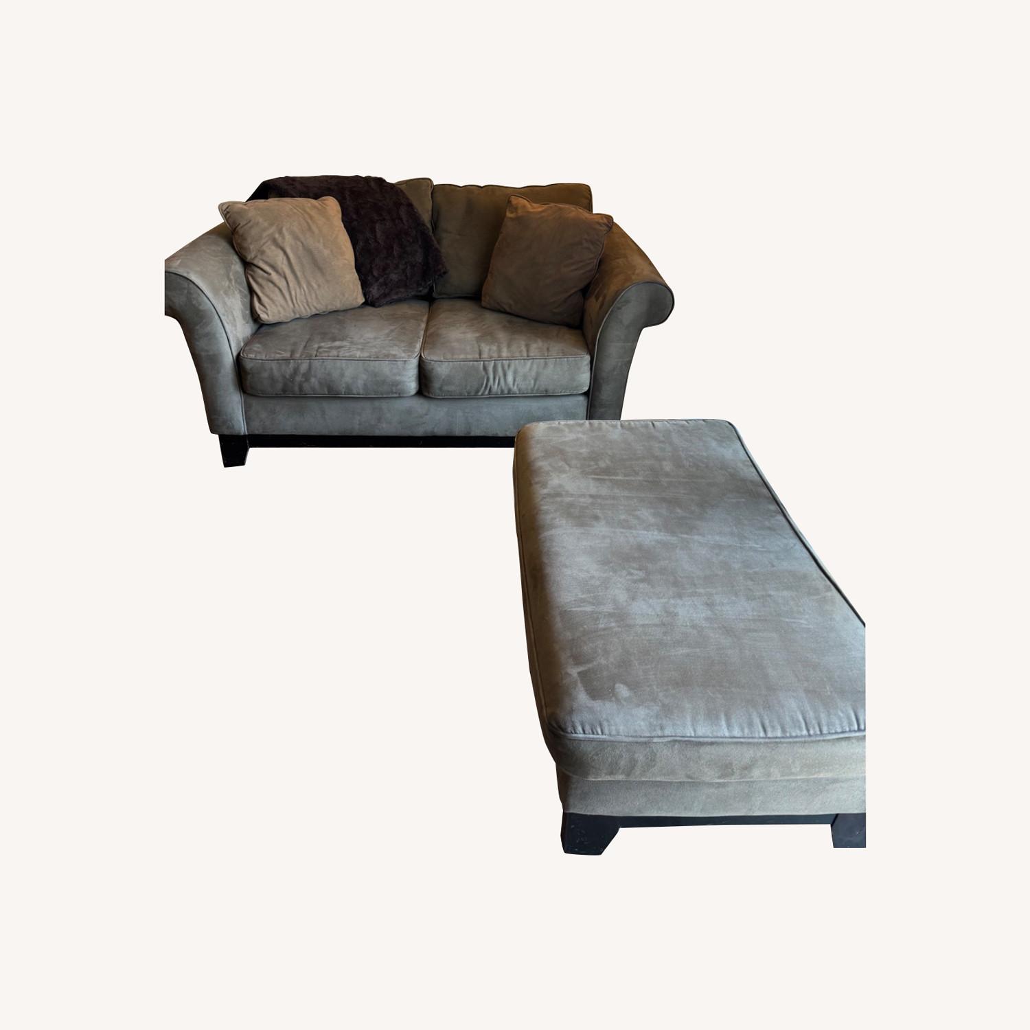 Two Piece Sectional Sofa with Ottoman - AptDeco