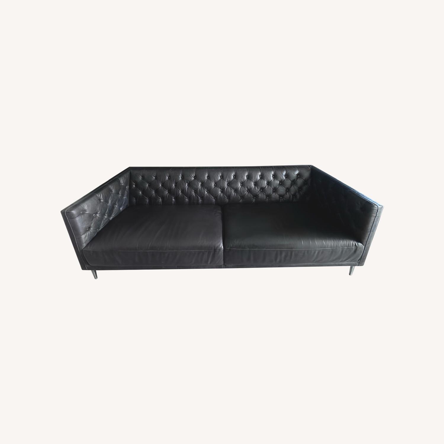 CB2 Seville Black Leather Sofa