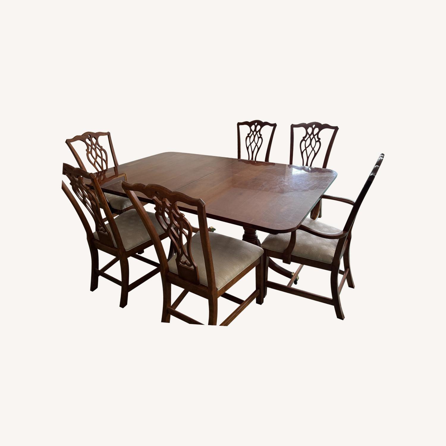 Solid Wood Dining Room Table and 6 Chairs - AptDeco