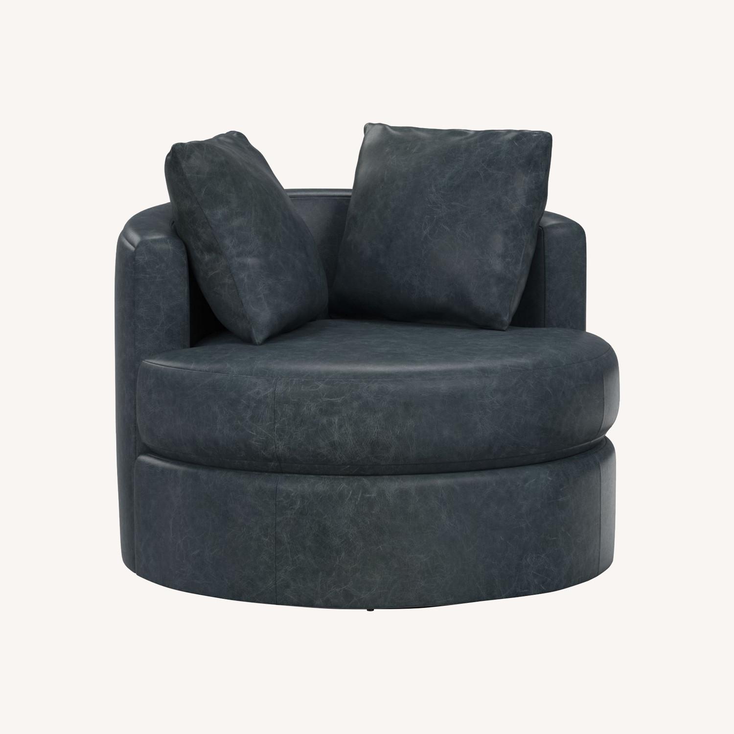 Pottery Barn Balboa Leather Swivel Chair - AptDeco