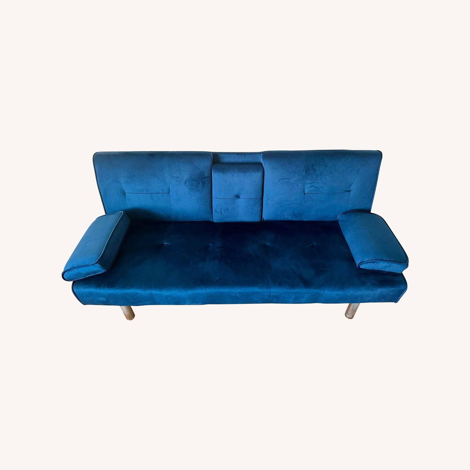 Blue Velvet Futon - AptDeco