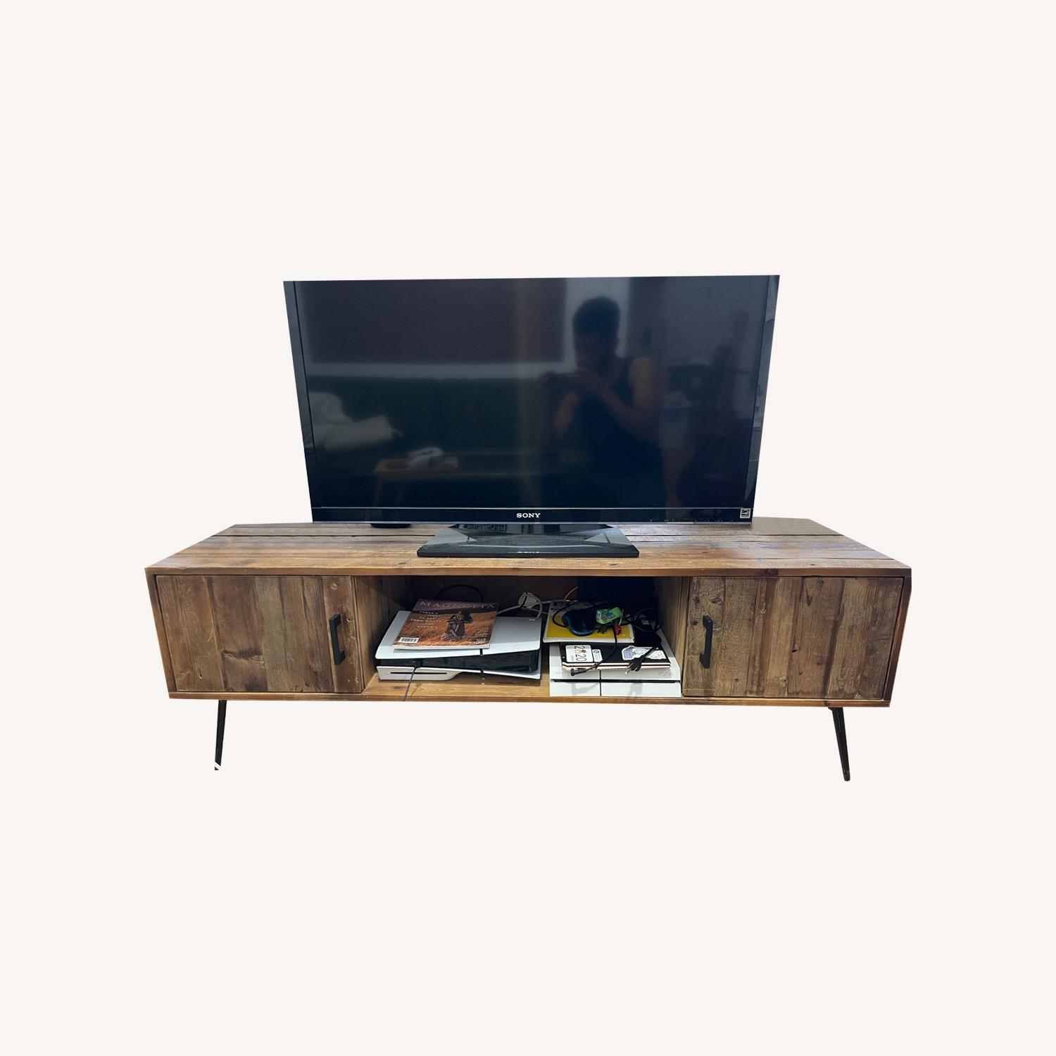Rustic Wood Industrial TV Stand - AptDeco