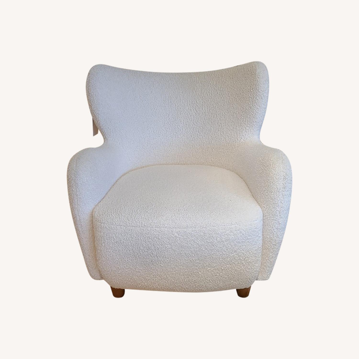 Jodi Wing Chair in Faux Shearling Ivory - AptDeco