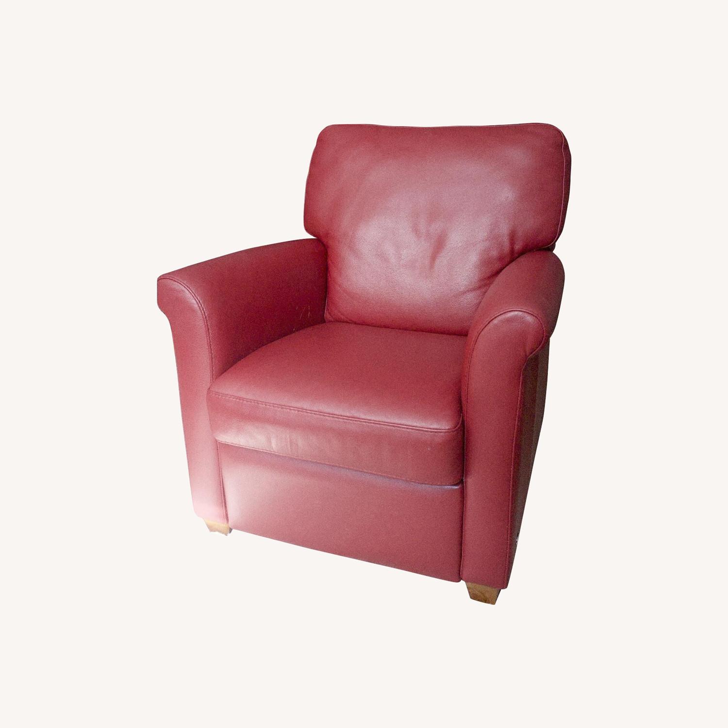 Natuzzi Italsofa Red Leather Club Chair/Recliner - AptDeco
