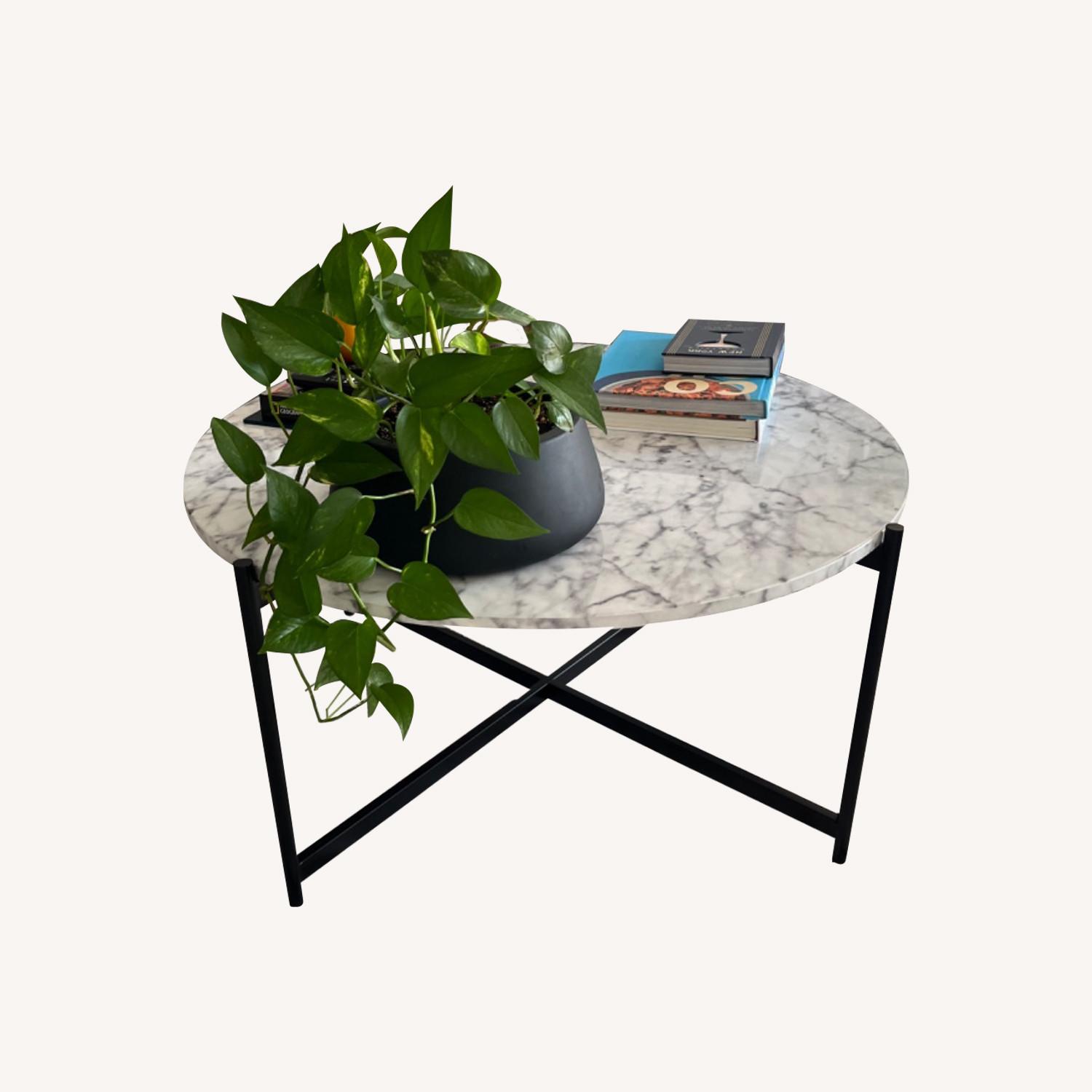 Nathan James Faux White Marble Round Coffee Table