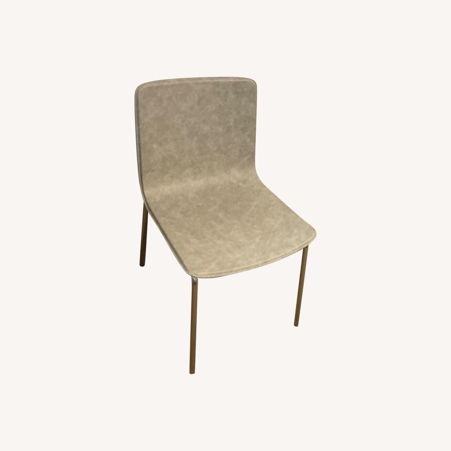 CB2 Strut Leather Dining Chairs Gray (3) - AptDeco