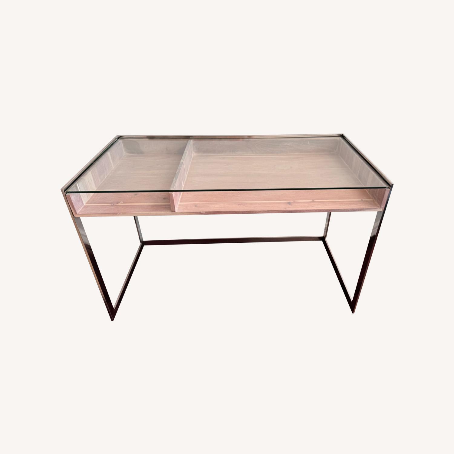 CB2 Glass Top Desk with Storage - AptDeco