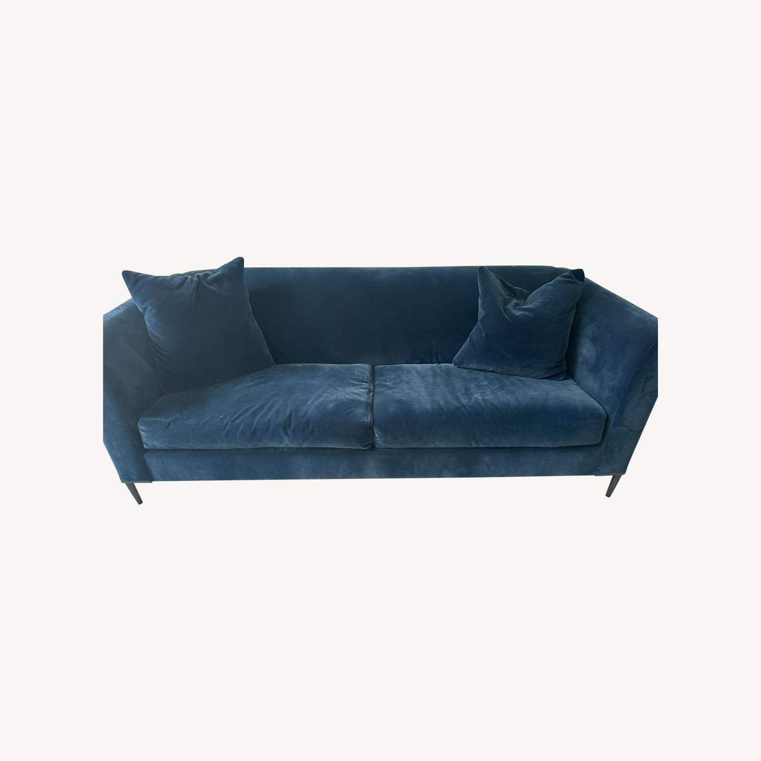 Boston Interiors Velvet Blue Couch - AptDeco