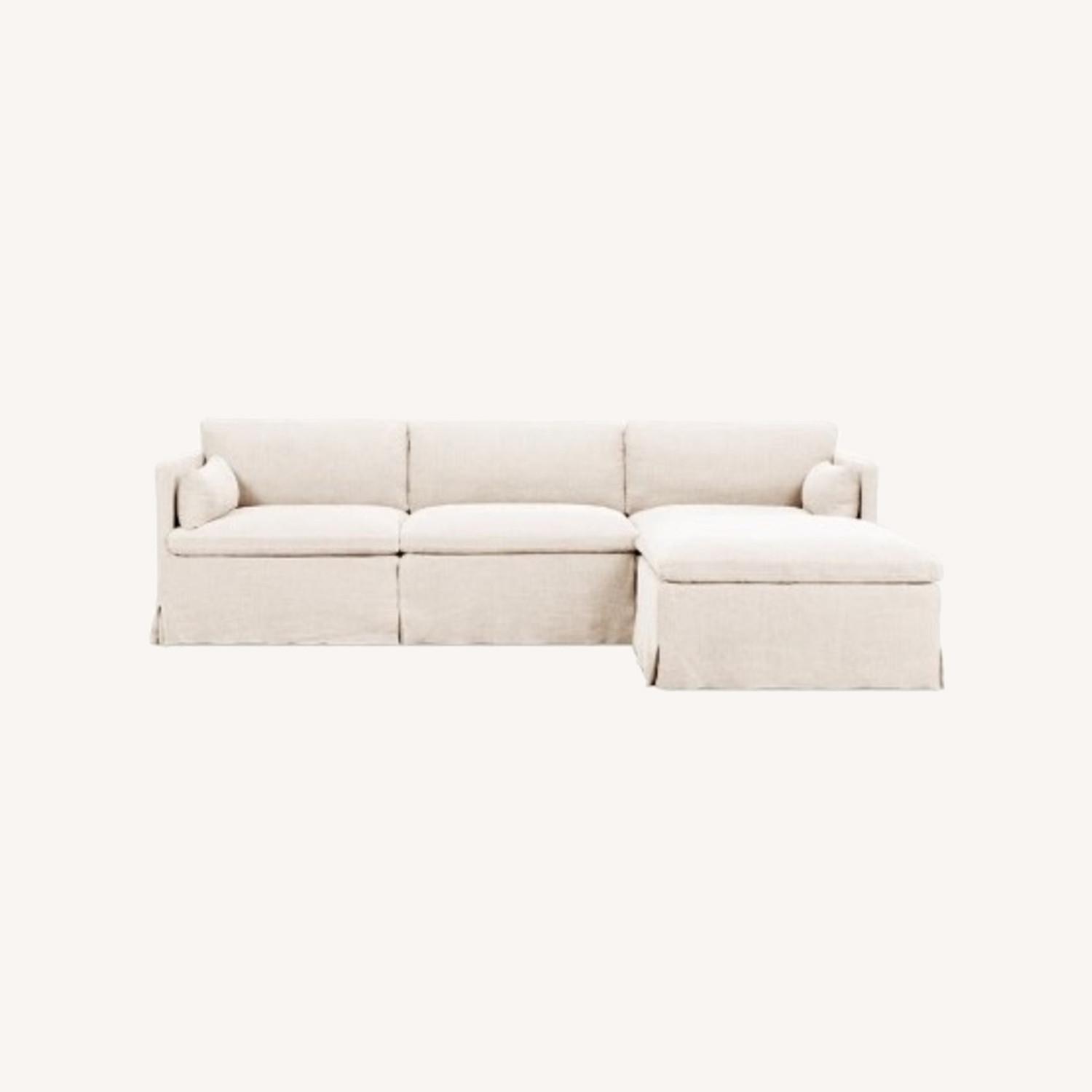 Six Penny Natural Linen Sectional - AptDeco