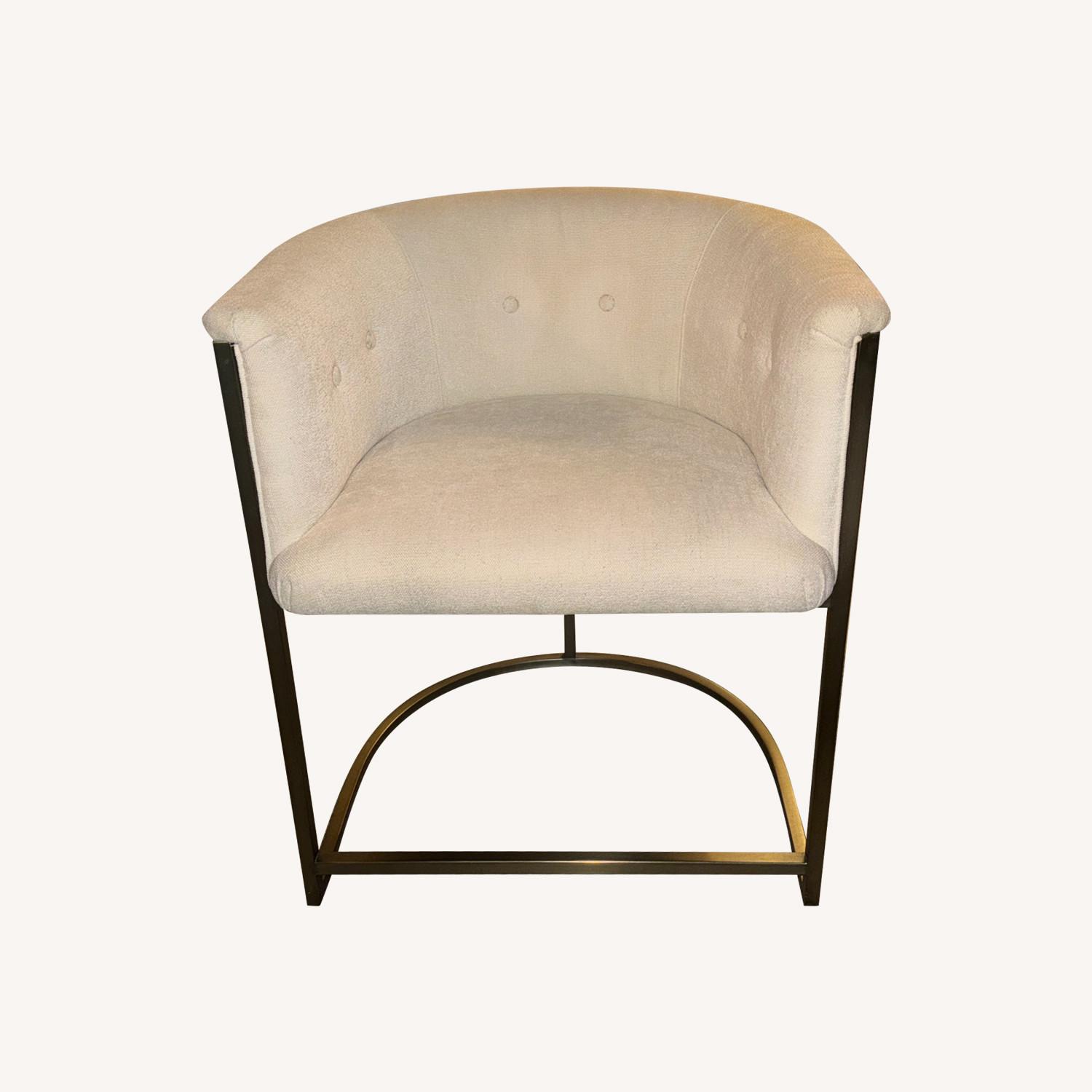 Modern White/Ivory Brass Frame Tub Dining Chairs - AptDeco