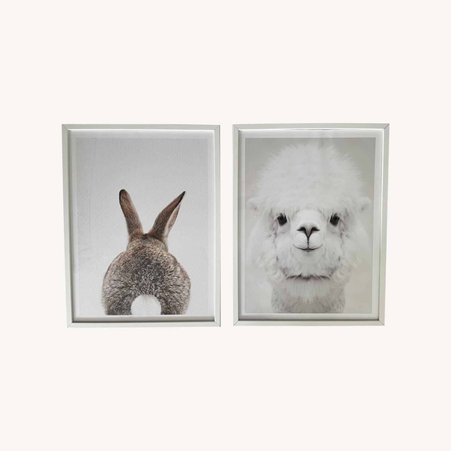 Crate & Barrel Alpaca and Bunny Tail Framed Set - AptDeco
