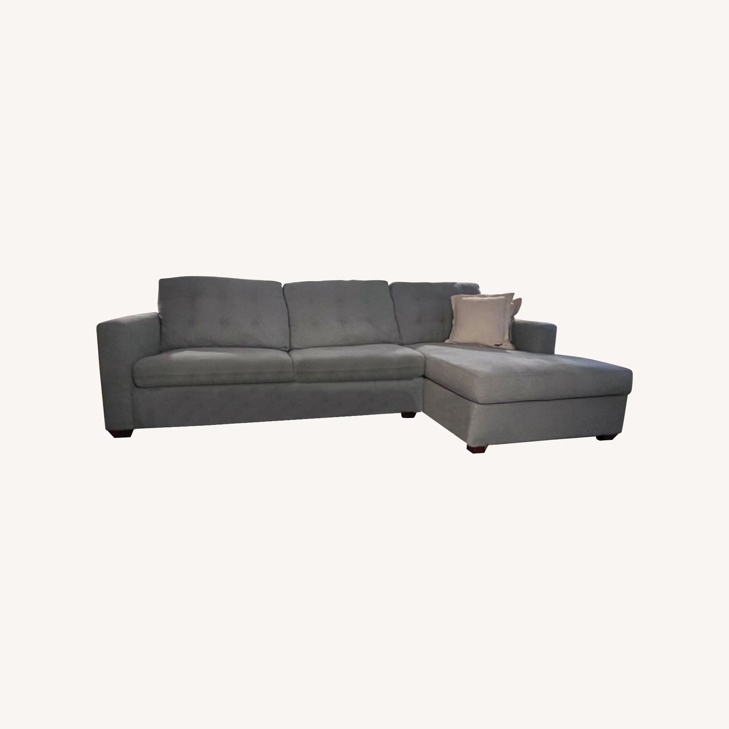 Klaussner Gray Tufted L-Shaped Sleeper Sofa - AptDeco