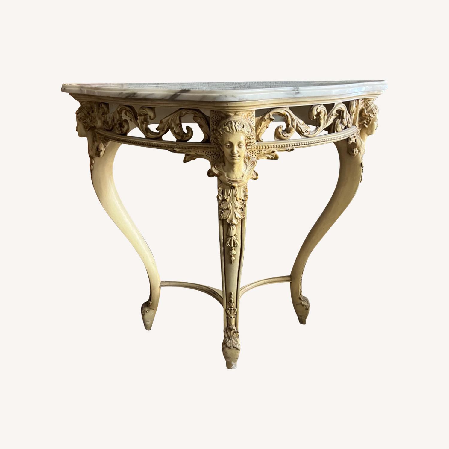Vintage Antique Console Marble Table Set - AptDeco