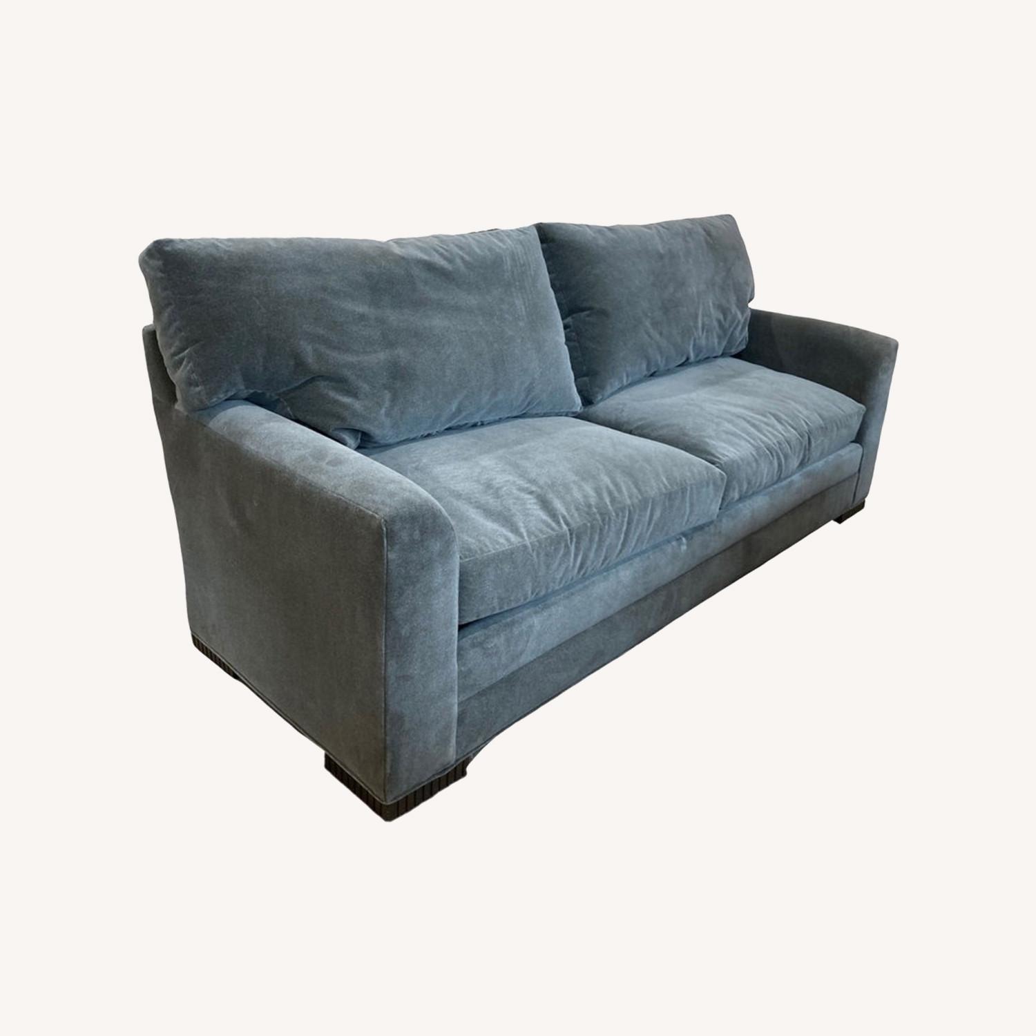 Century Classic Down Filled Velvet Sofa Gray - AptDeco