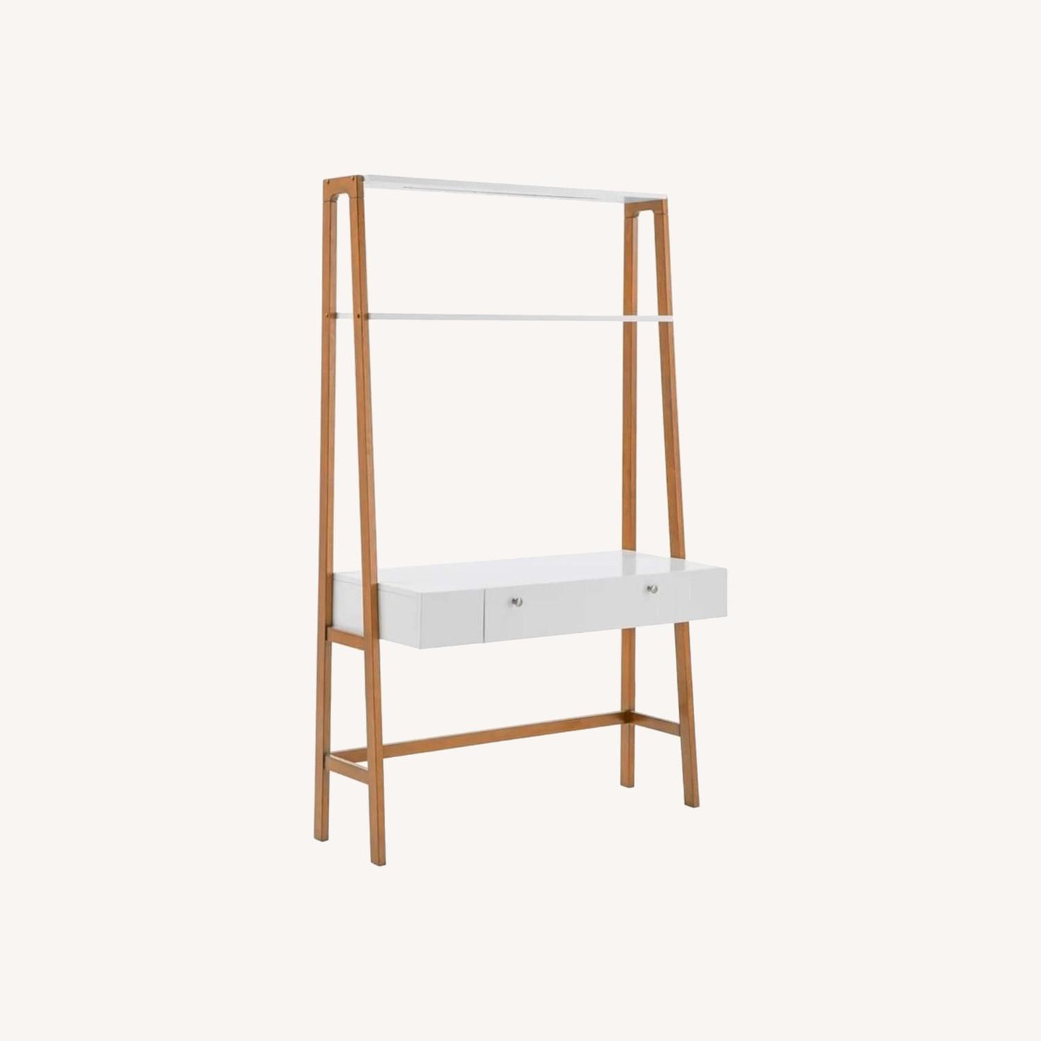 InspireQ Leaning Ladder Desk with Hutch and Drawers - AptDeco