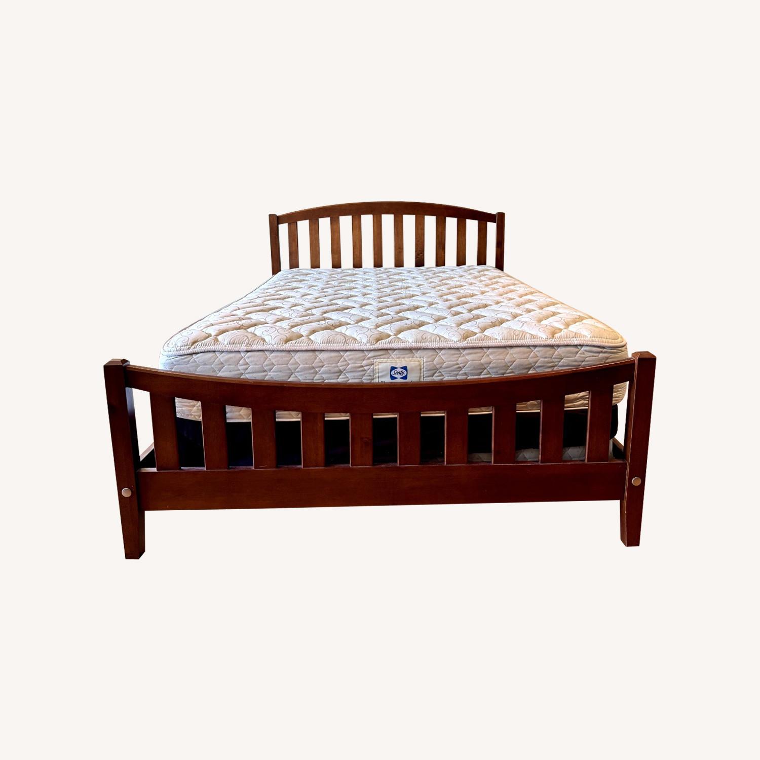 Ethan Allen Cherry Wood Queen Size Bed Frame - AptDeco