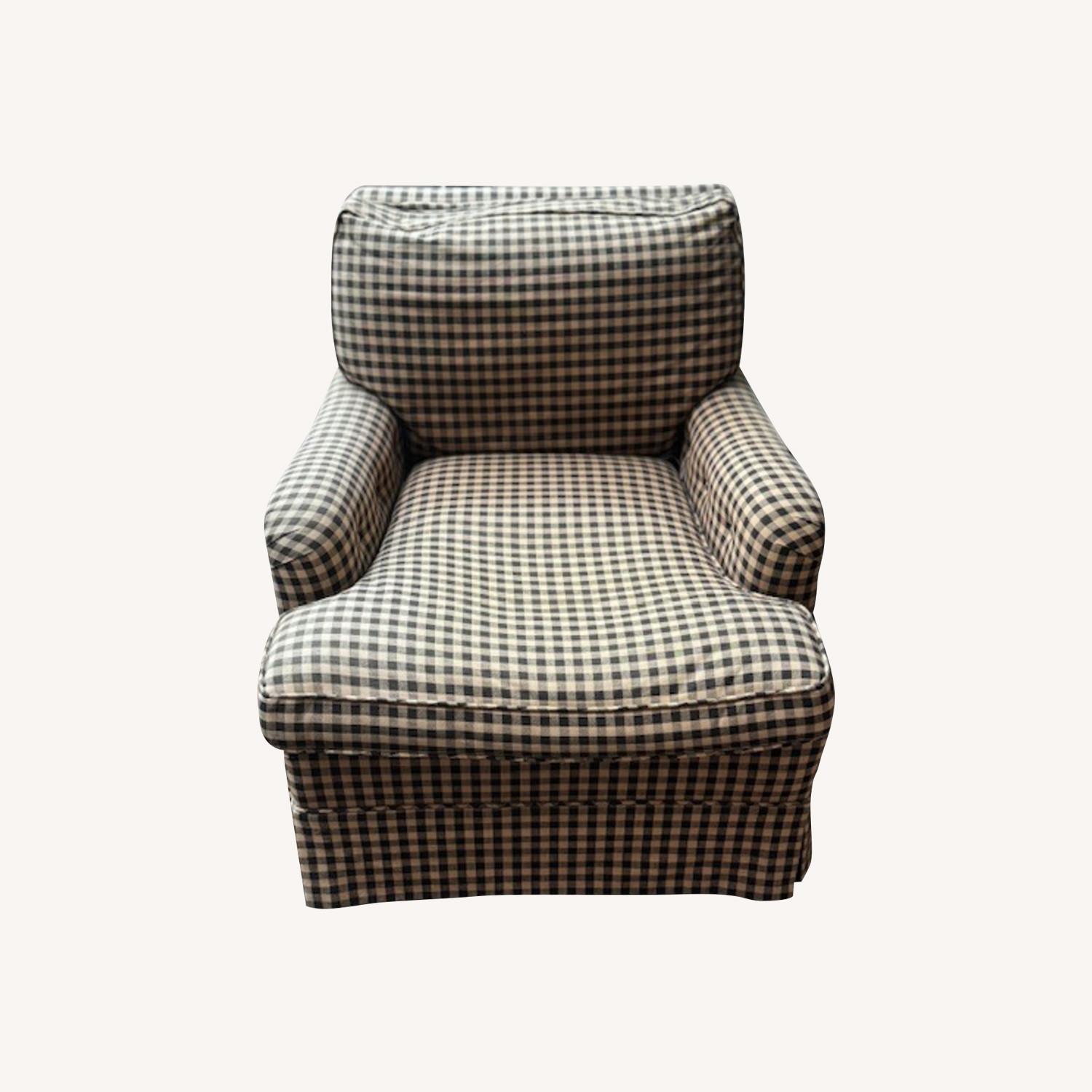 Vintage Checked Chair with Ottoman - AptDeco
