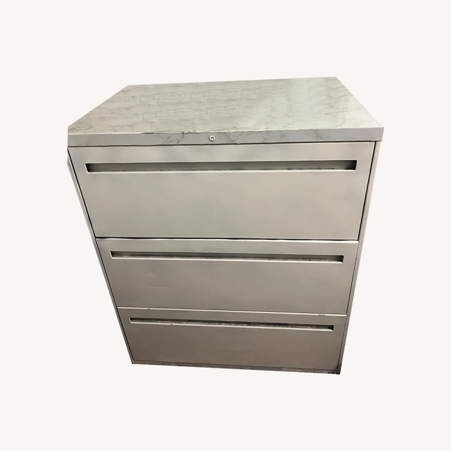 White Metal Dresser 3 Drawers - AptDeco