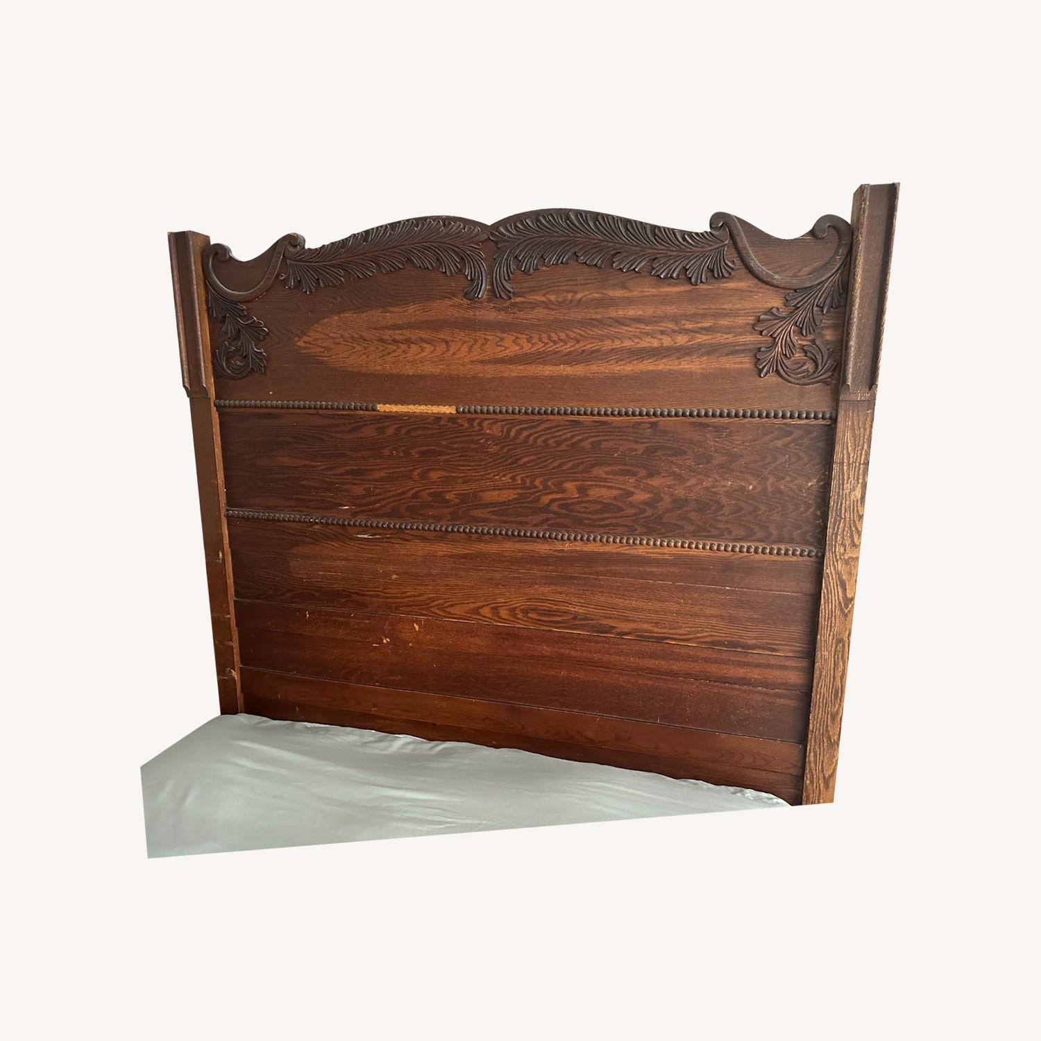Vintage Oak Head/Footboard & Frame Full Size Bed - AptDeco