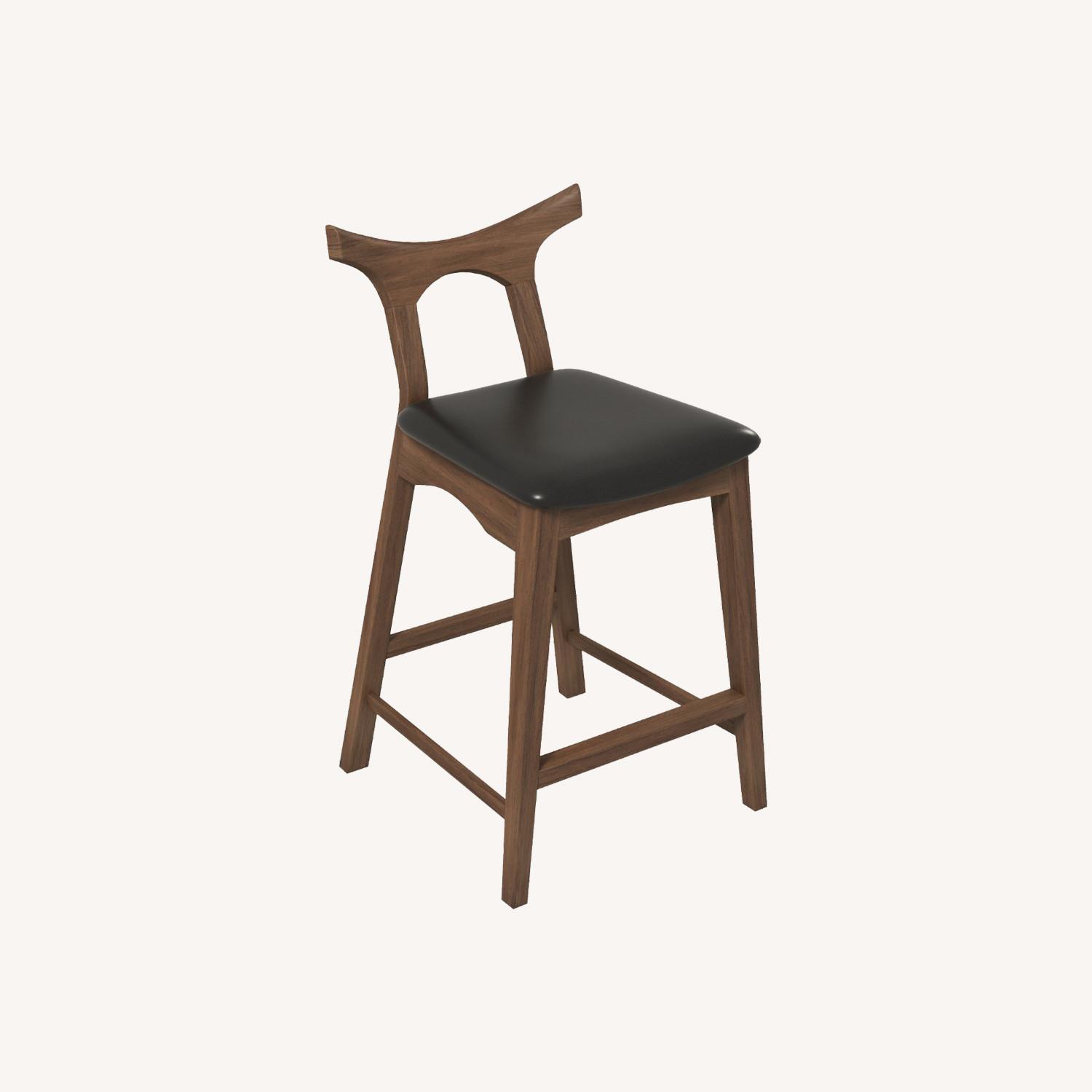 Dora 25" Black Leather Counter Stool Set of 2 - AptDeco