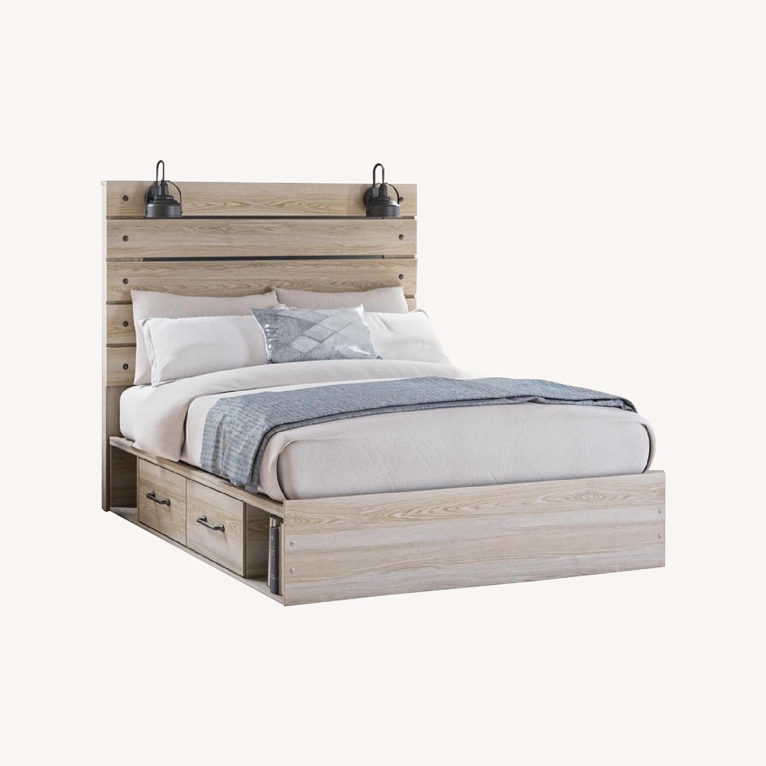Ashley Full Bed 4 Drawers 4 Cubbies Built in Lamp - AptDeco
