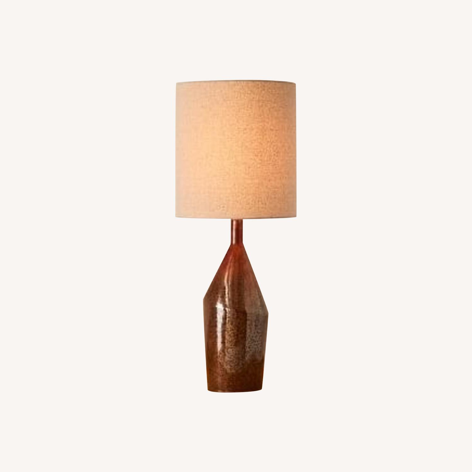 West Elm Asymmetrical Orange Rust Glaze Lamps - AptDeco