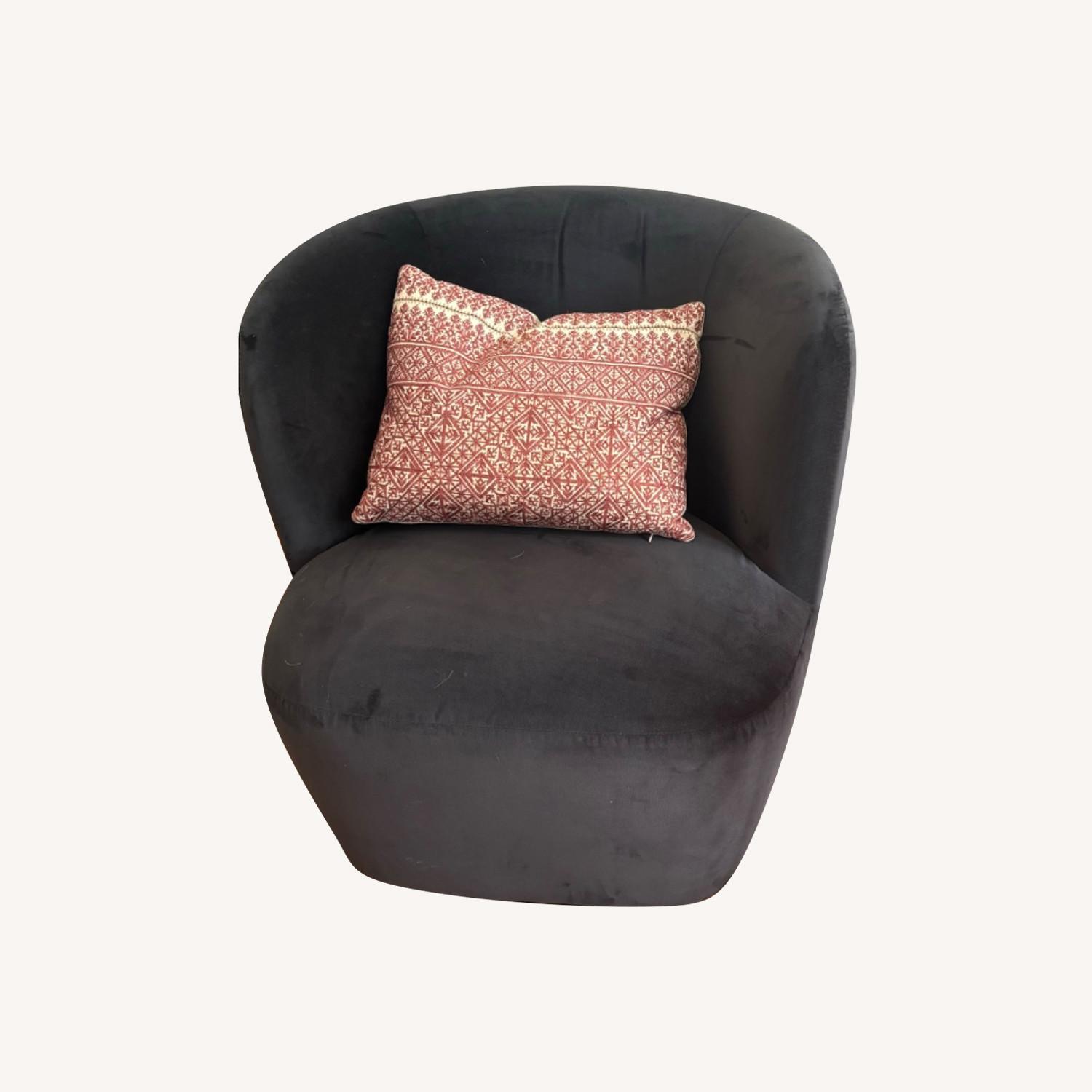 Black Micro Suede Swivel Chair - AptDeco