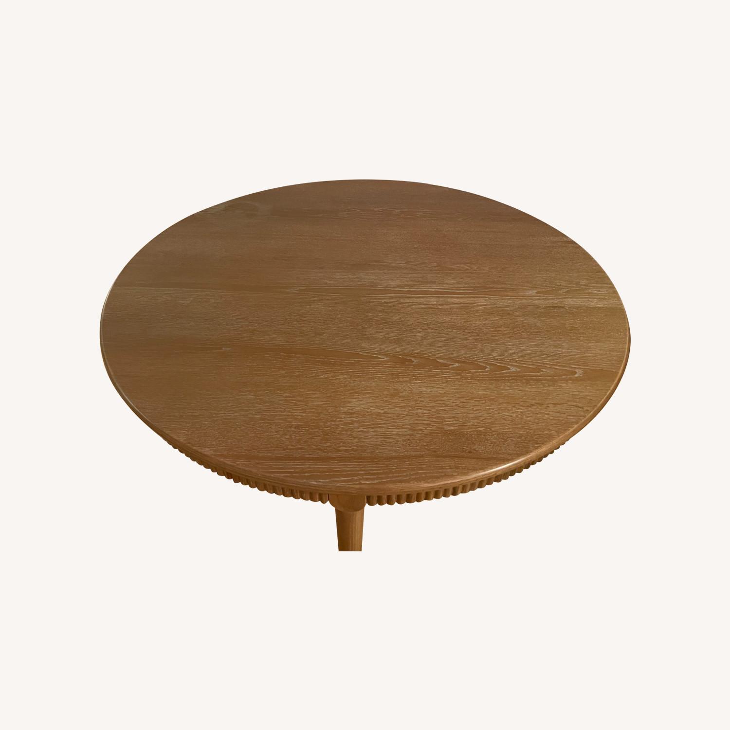 CB2 Solid Oak Large Round Dining Table - AptDeco