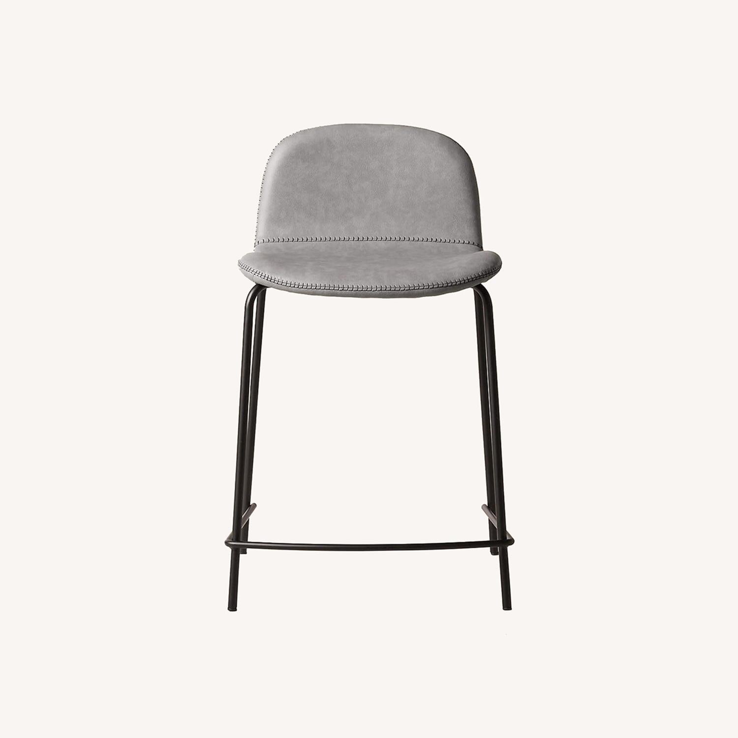 CB2 Vegan Leather Grey Counter Stool - AptDeco