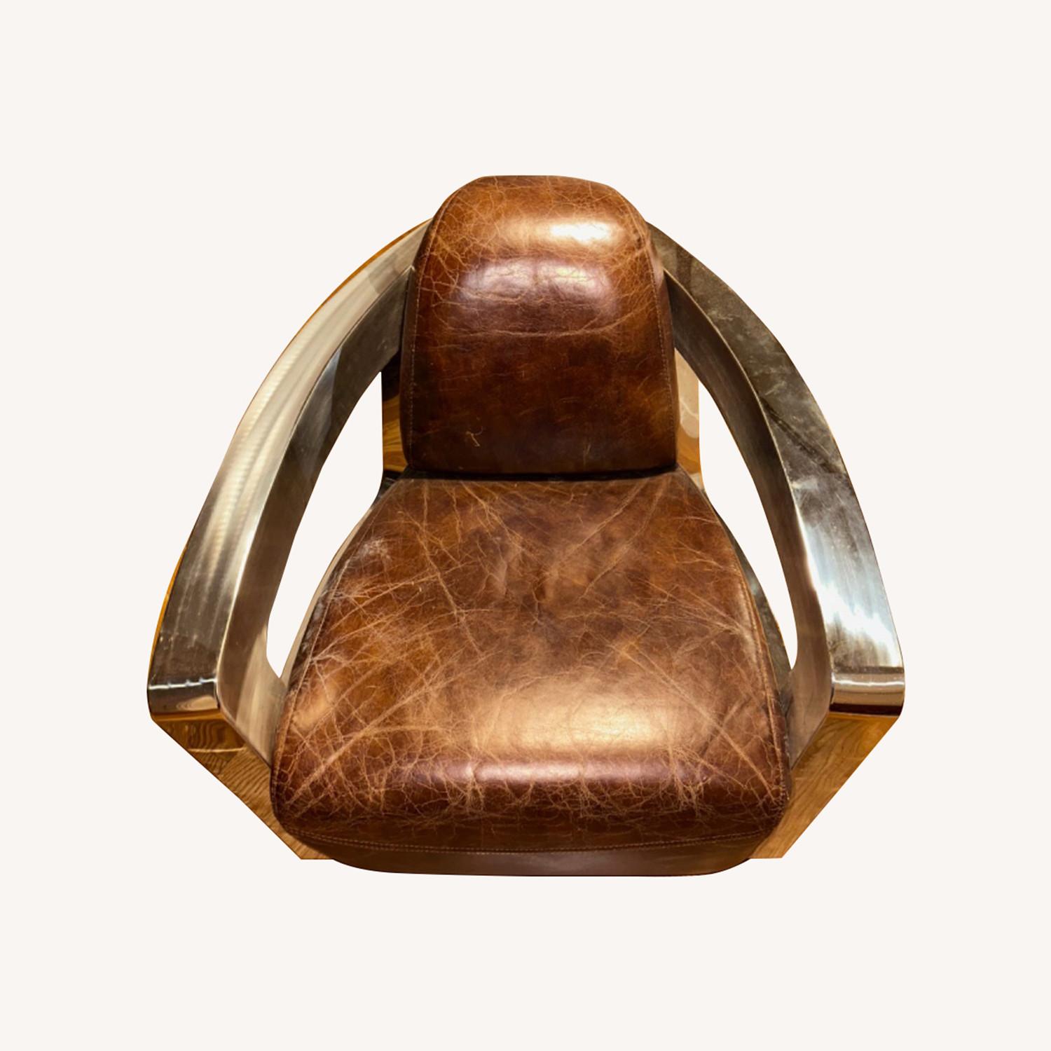 Taylor Made Custom Leather and Metal Aviator Chair - AptDeco