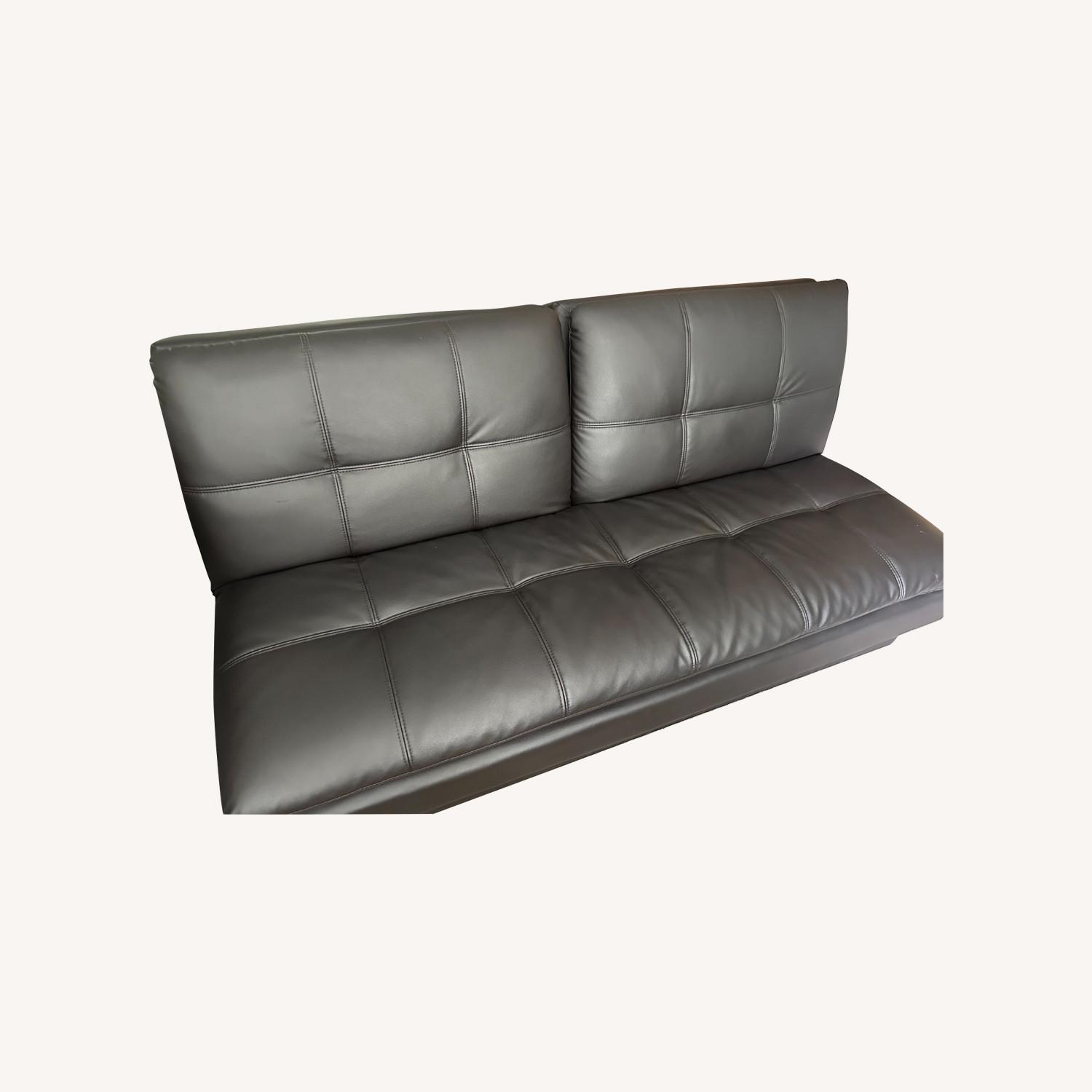 Sealy Black Leather Futon with Ottoman - AptDeco