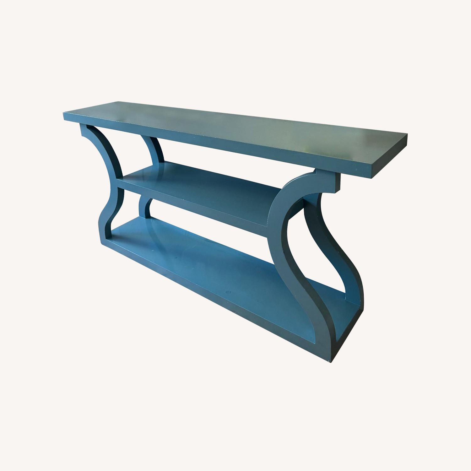 Blue Lacquer Console Table - AptDeco