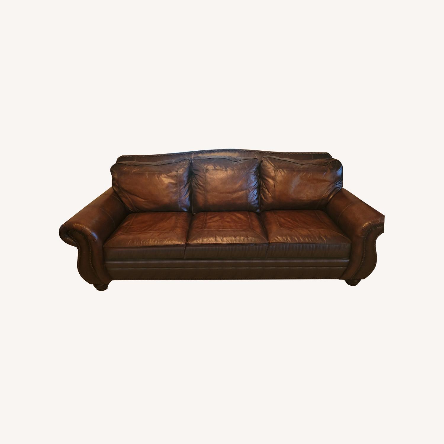 Bernhardt Brown Leather Couch - AptDeco
