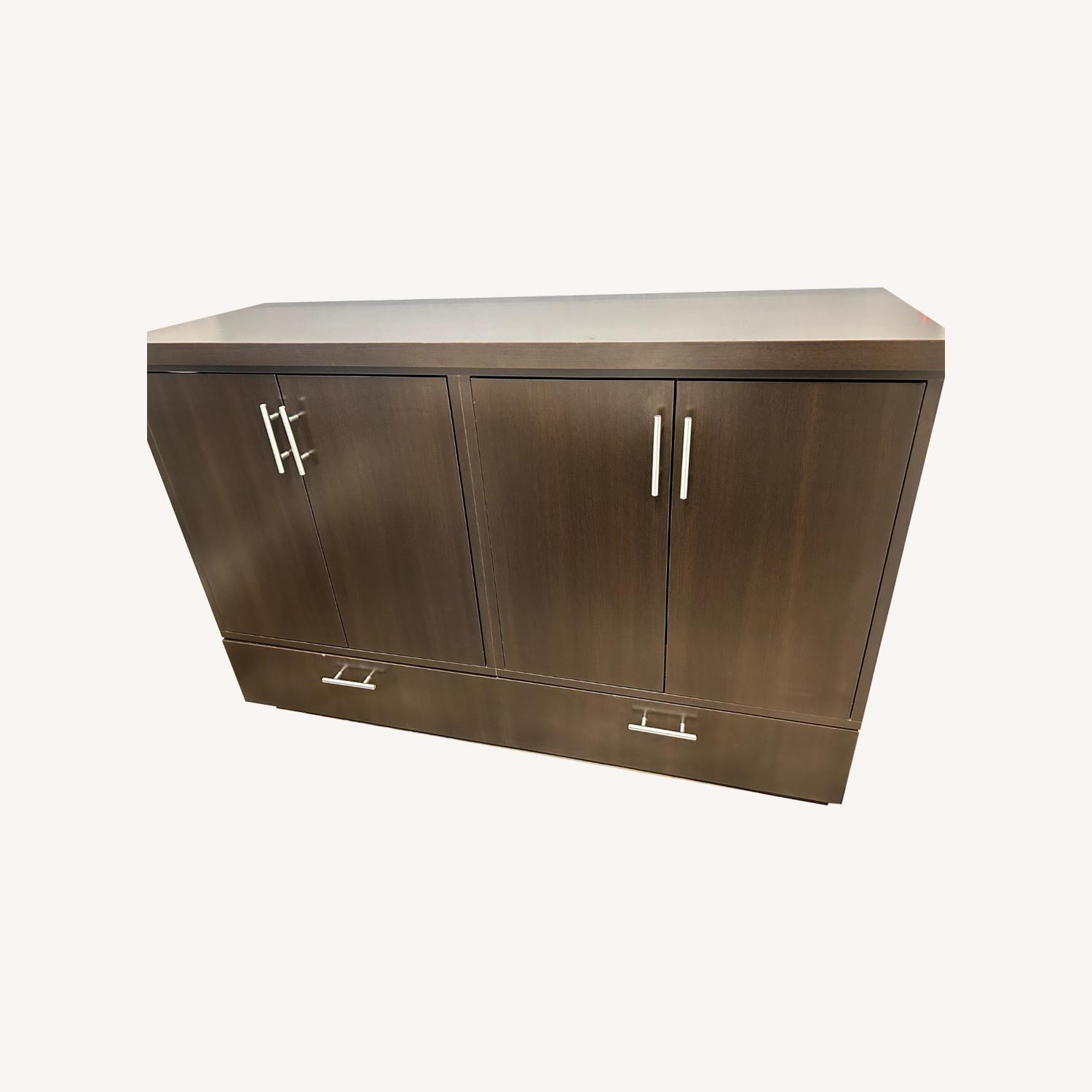 Wood Veneer Multidoor Storage Unit - AptDeco