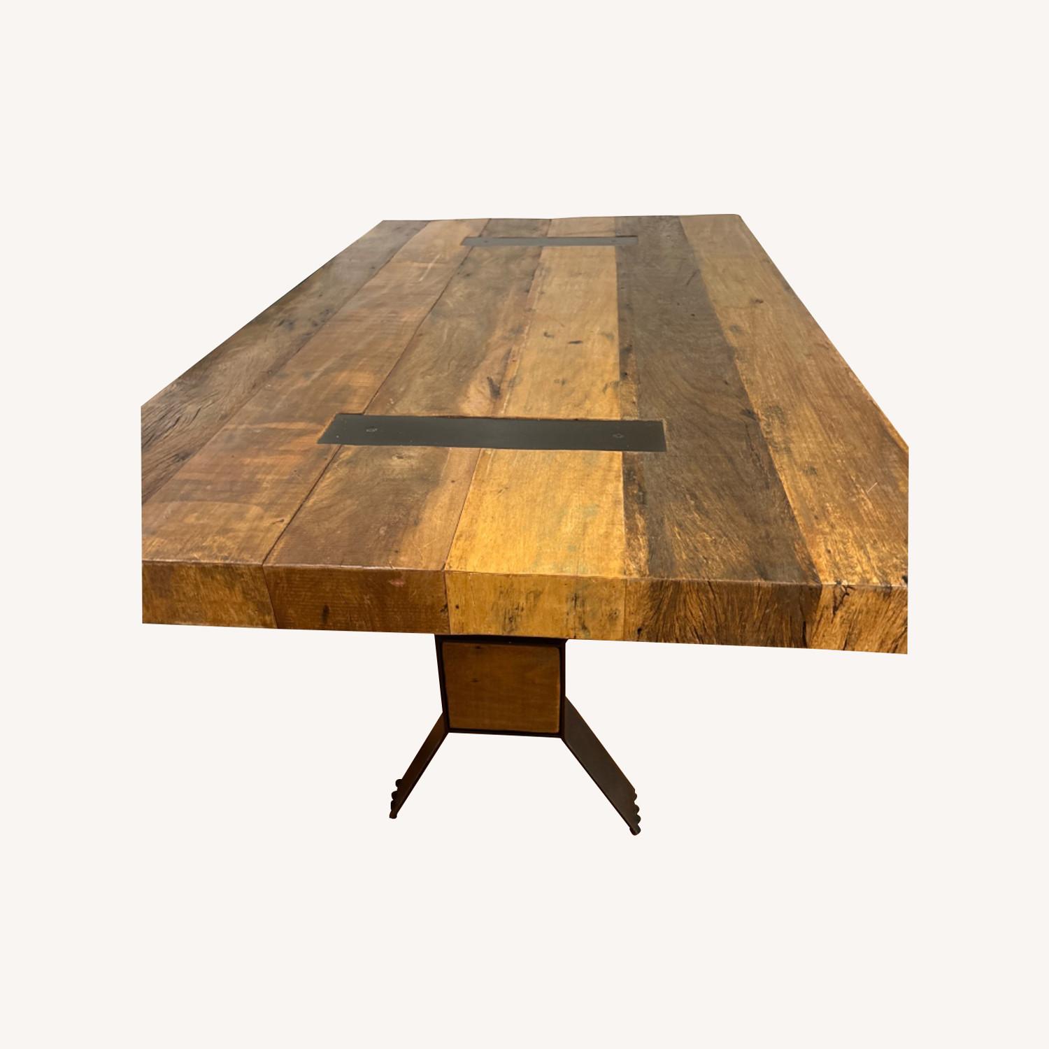 Solid Oak Plank Dining Table - AptDeco