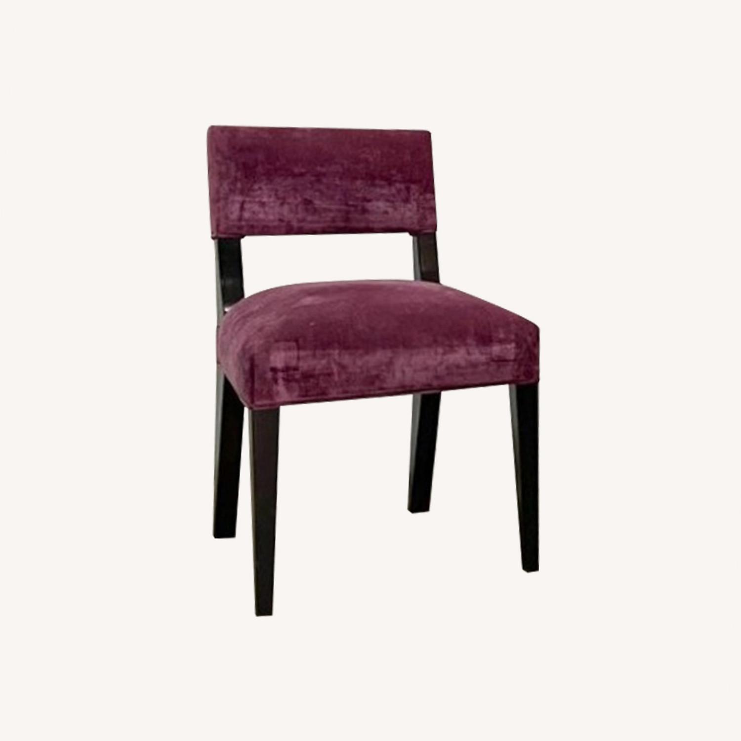 Pink Fabric Chair in Solid Wood - AptDeco