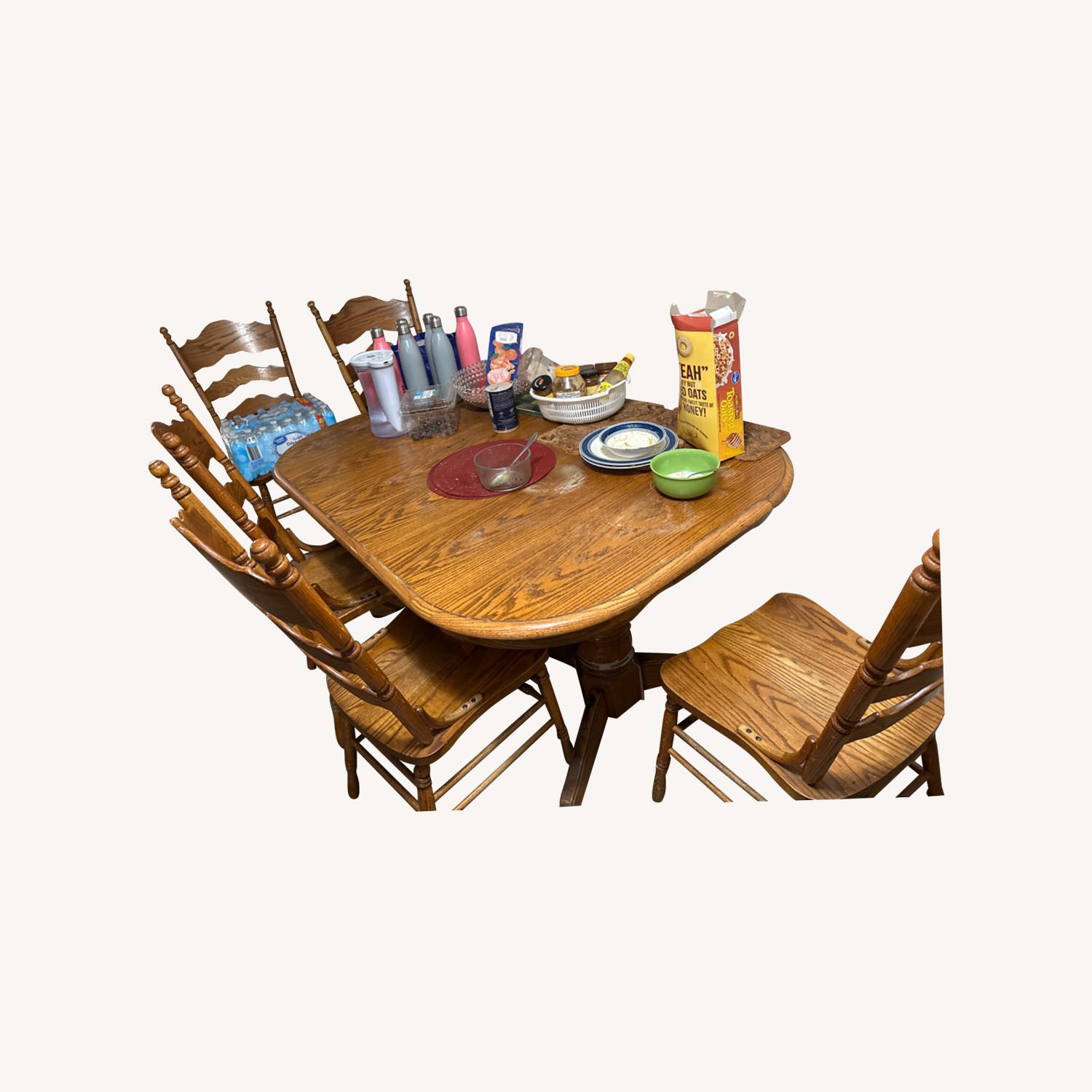 Good sized Dining Table and 6 Chairs - all Wood - AptDeco